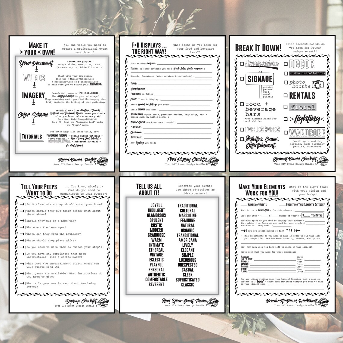 Digital Download Printable Party Planning Theme Event Organizer ...