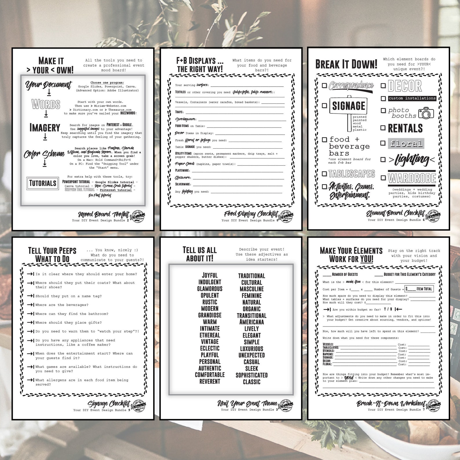 Digital Download Printable Party Planning Theme Event Organizer ...