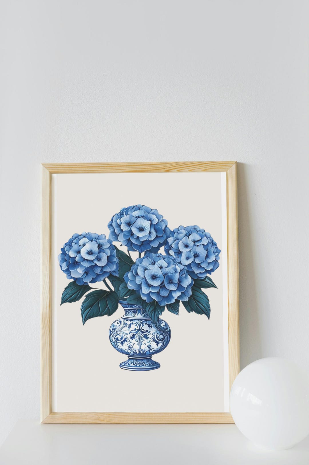 Blue Hydrangea Chinoiserie Printable Art, Coastal Grandmother Aesthetic ...