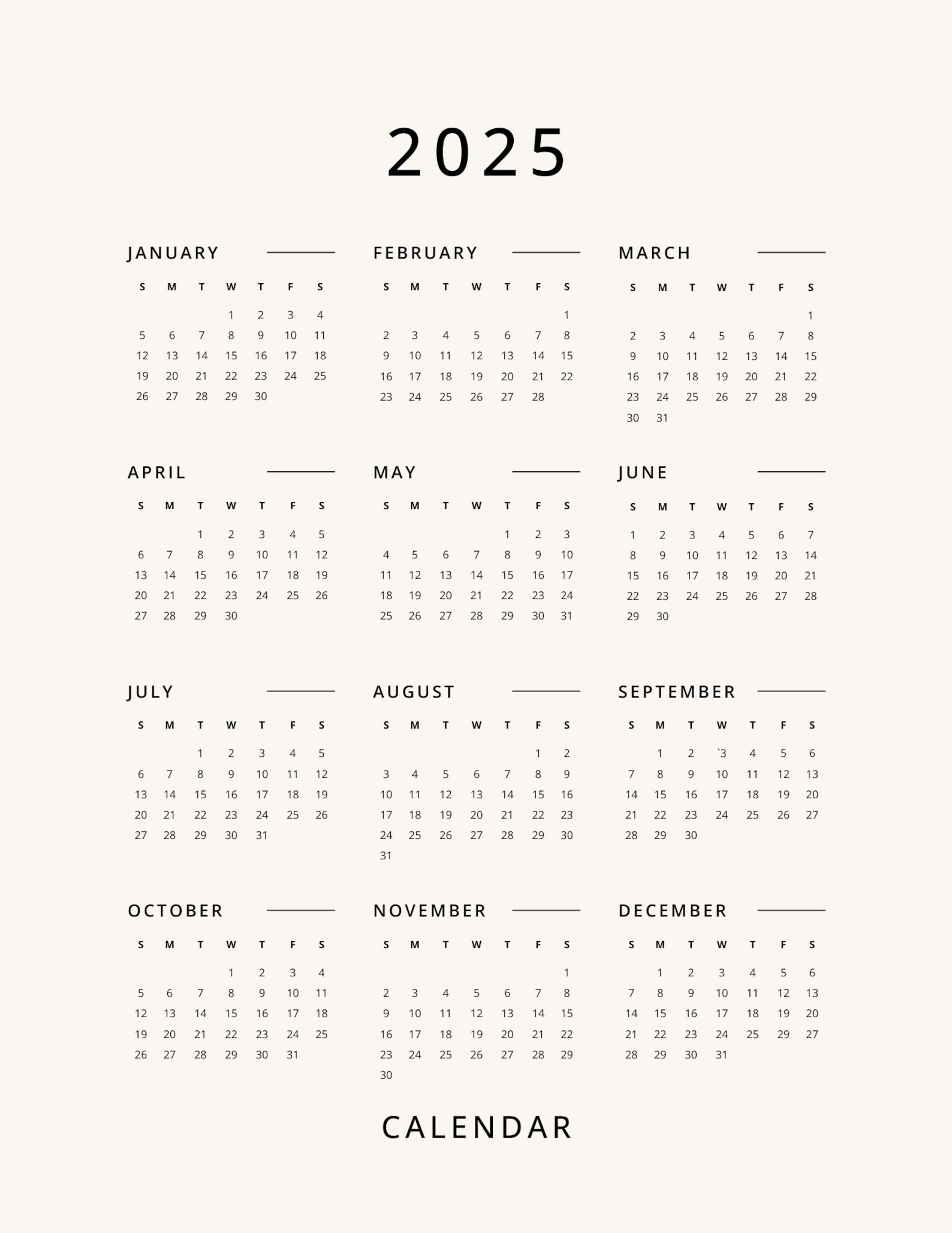 Printable 2025 Minimalist Planner - Etsy