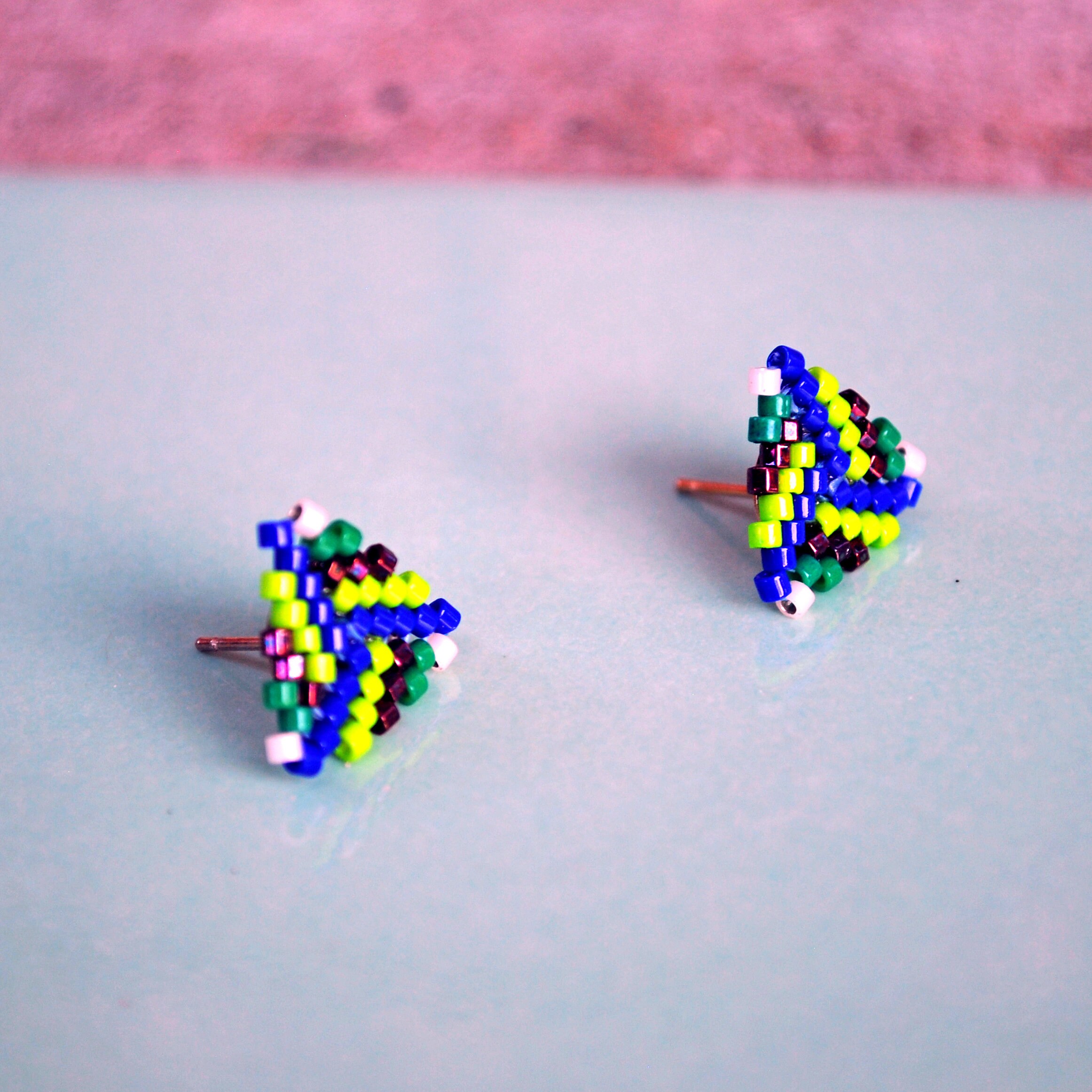 Made to Order: Pinwheel Triangle Ear Studs - Etsy