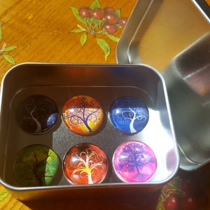 Tree of Life Glass Circle Magnets. Strong Magnet Set of 6 | Etsy