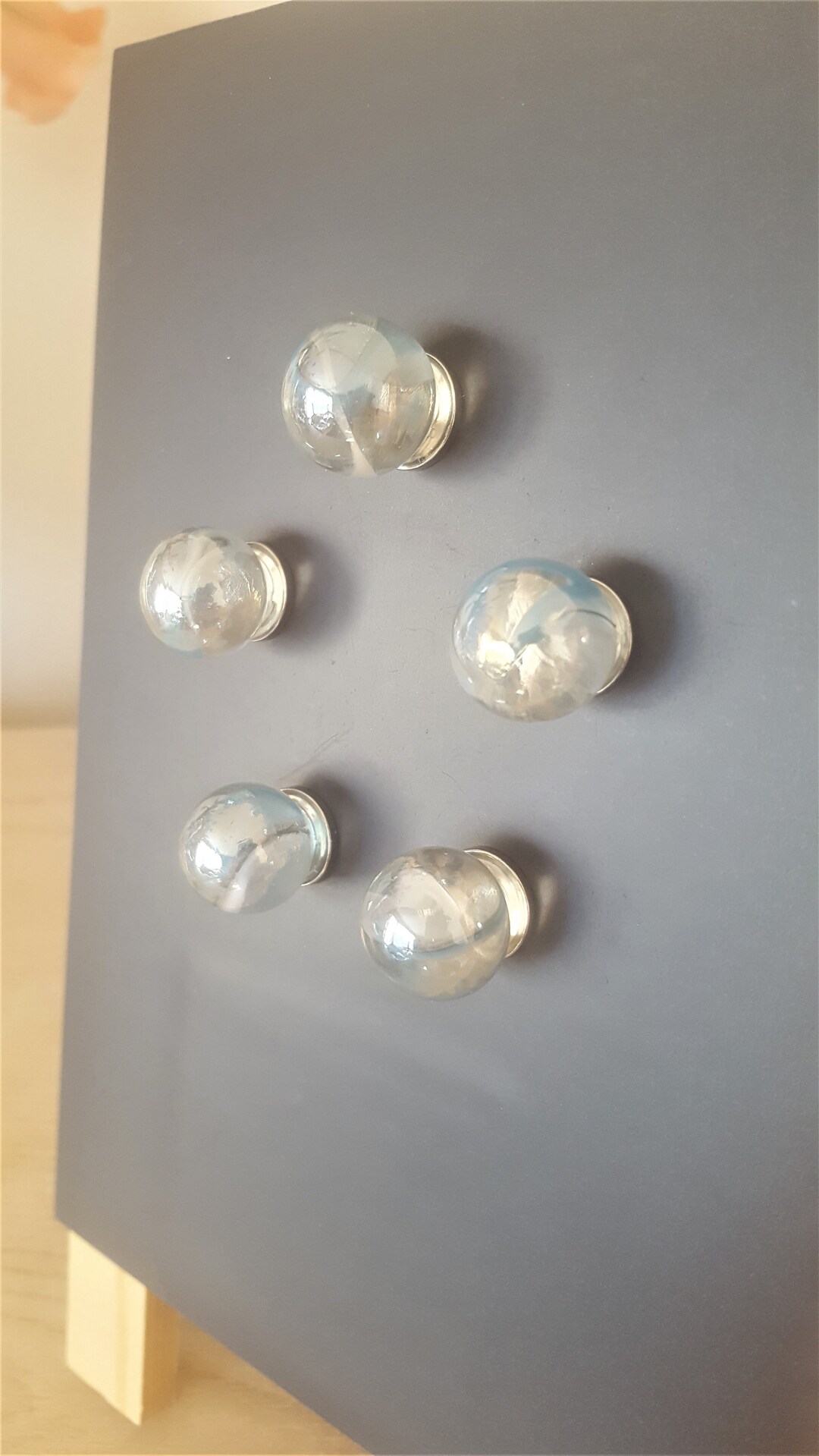 Clear Marble Magnet With White and Blue Swirls. Strong Magnet Set of 5 ...