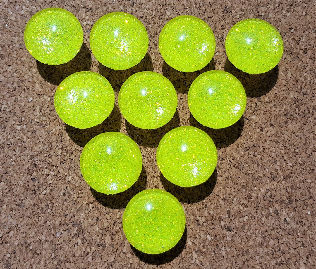 Neon Yellow Glitter Thumbtacks, Push Pins Set. Glass Thumbtacks ...