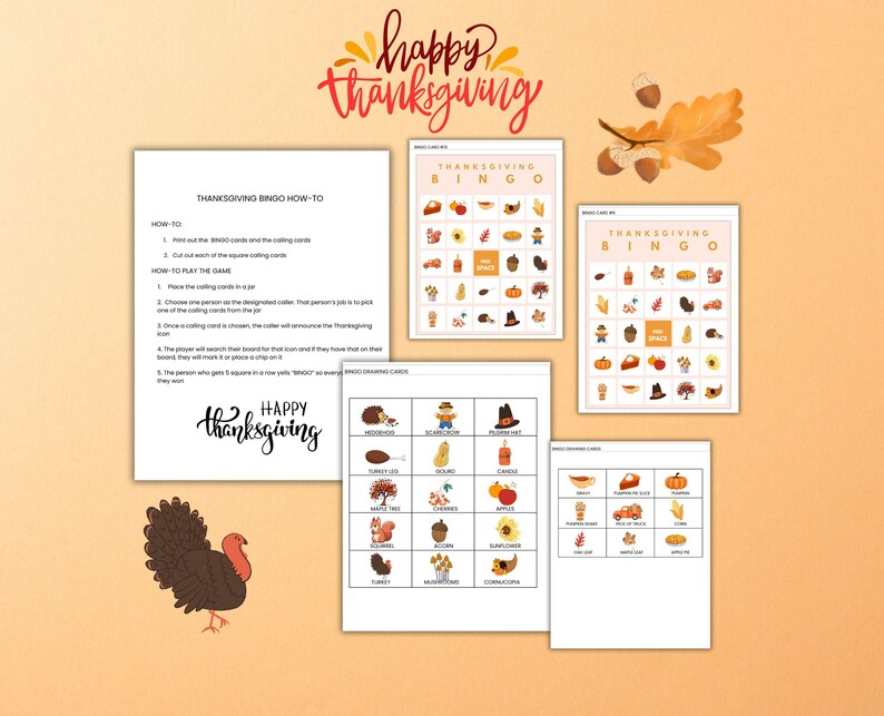 Thanksgiving Bingo Games, Family Reunion Games, Seasonal Activity, Fun ...