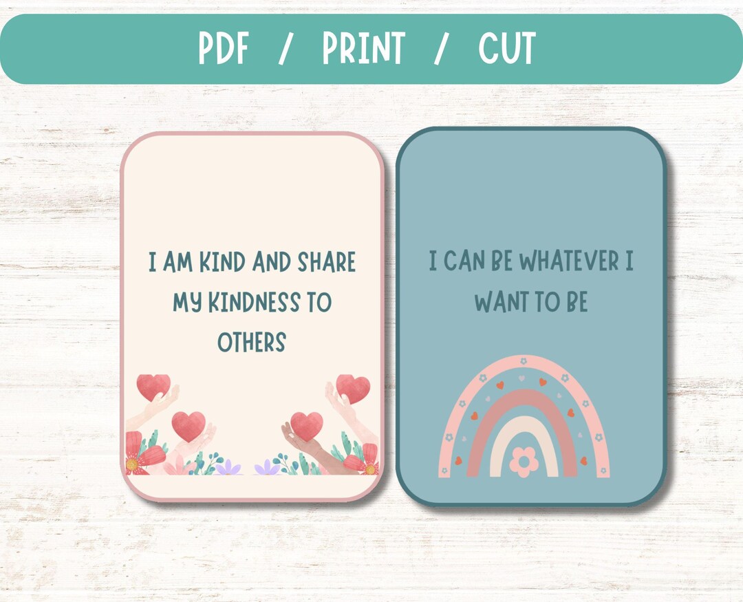 Positive Affirmation Cards for Kids, Colorful Mindfulness Cards ...