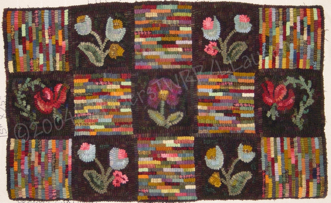 Hit-miss Floral ~ Rug Hooking Linen Pattern - Etsy