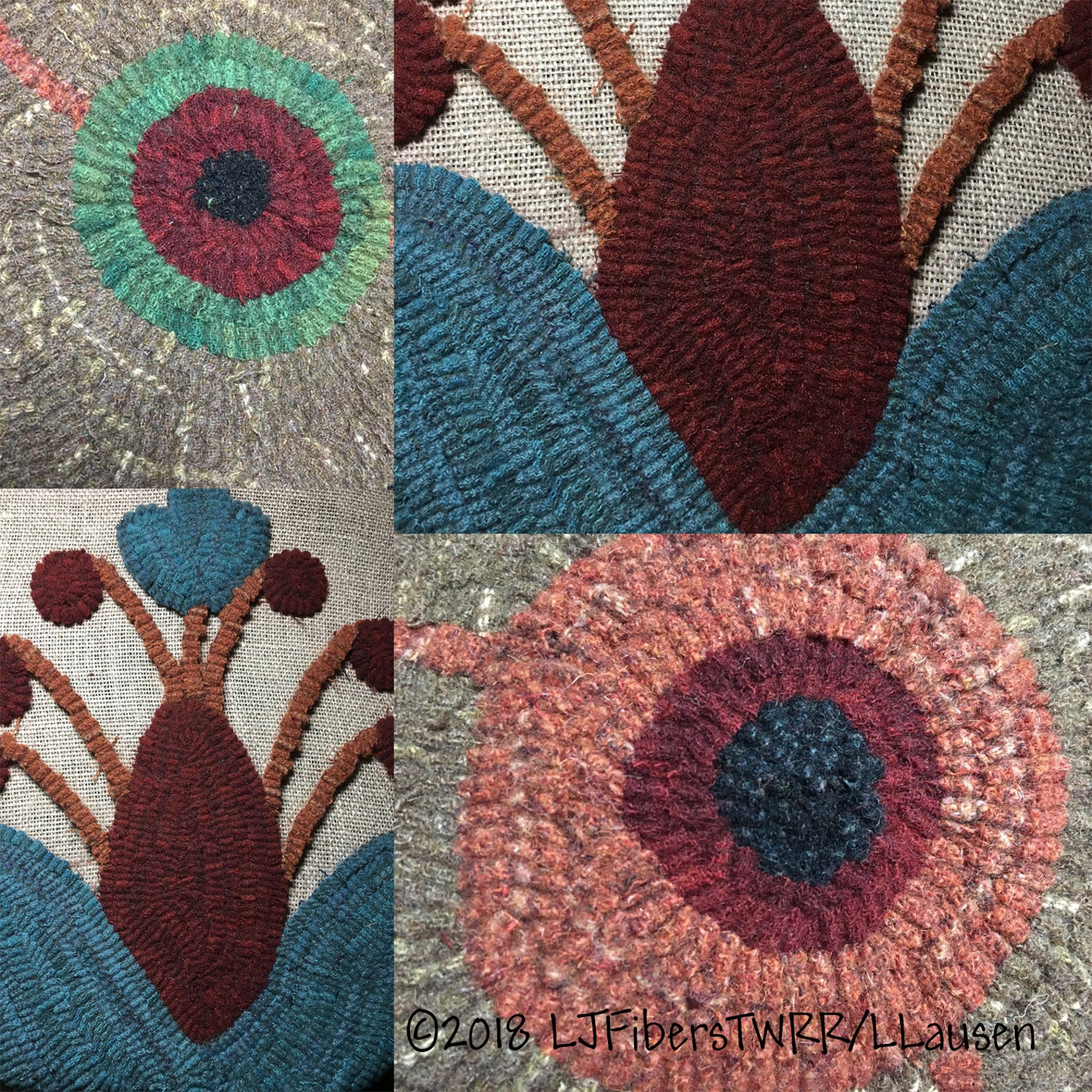 Hilda's Flower Rug Hooking Linen PATTERN the 2018 Annual | Etsy