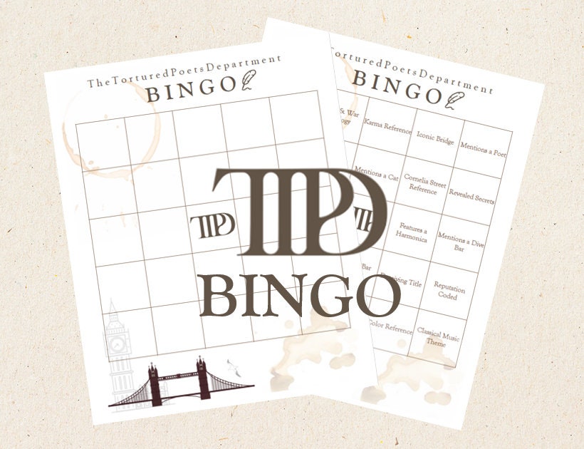 TTPD BINGO Game TS the Tortured Poets Department - Etsy