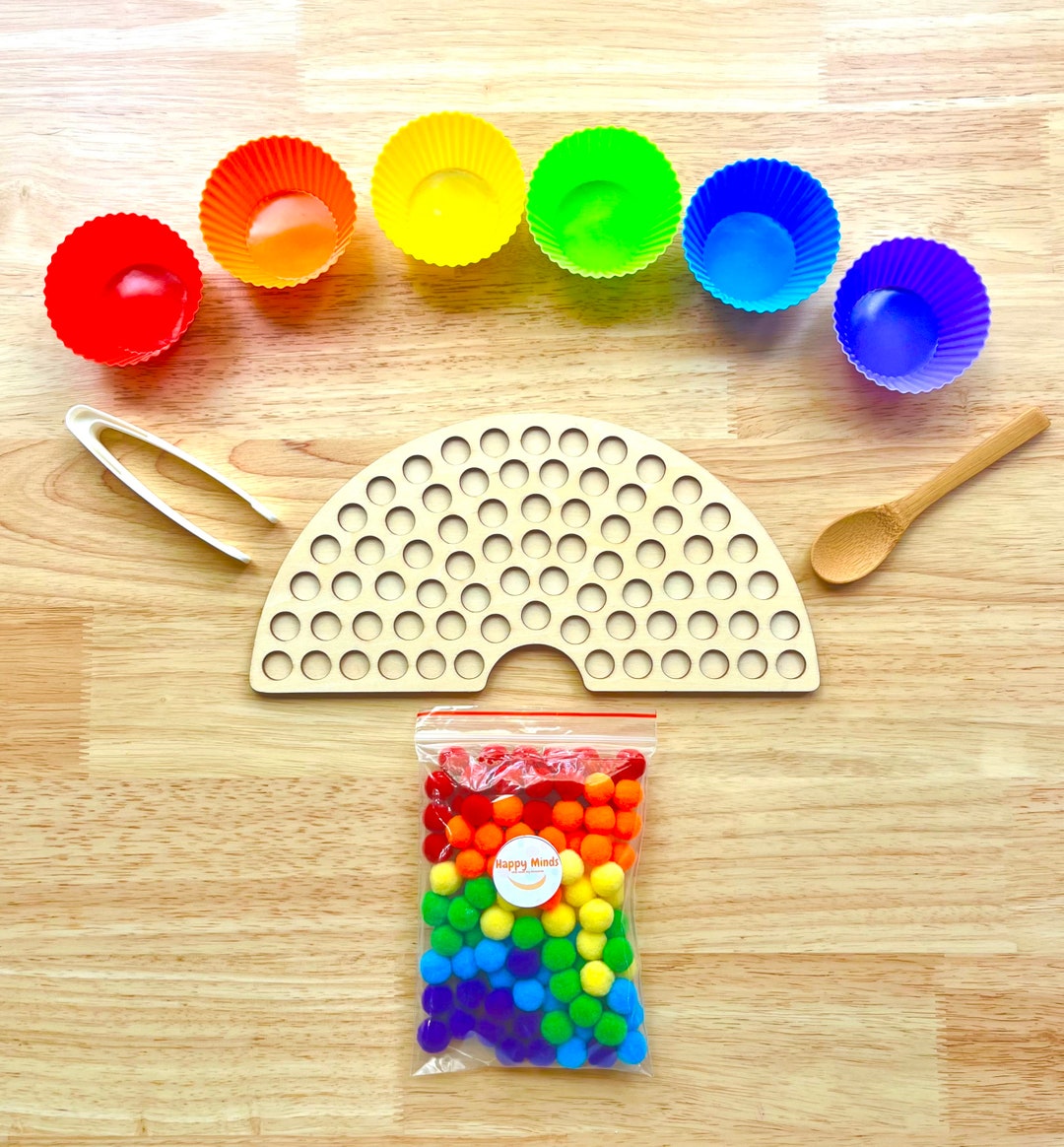 Montessori Wooden Rainbow Toy for Color Learning Sorting and Matching ...