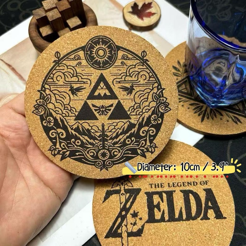 Zelda Cork Coaster Set: Laser Engraved Nintendo Geek Decor - Etsy