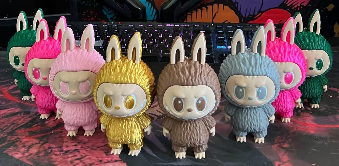3D Printed Labubu Style Bunny Figure: Art Toy Decor, Keychain Option - Etsy