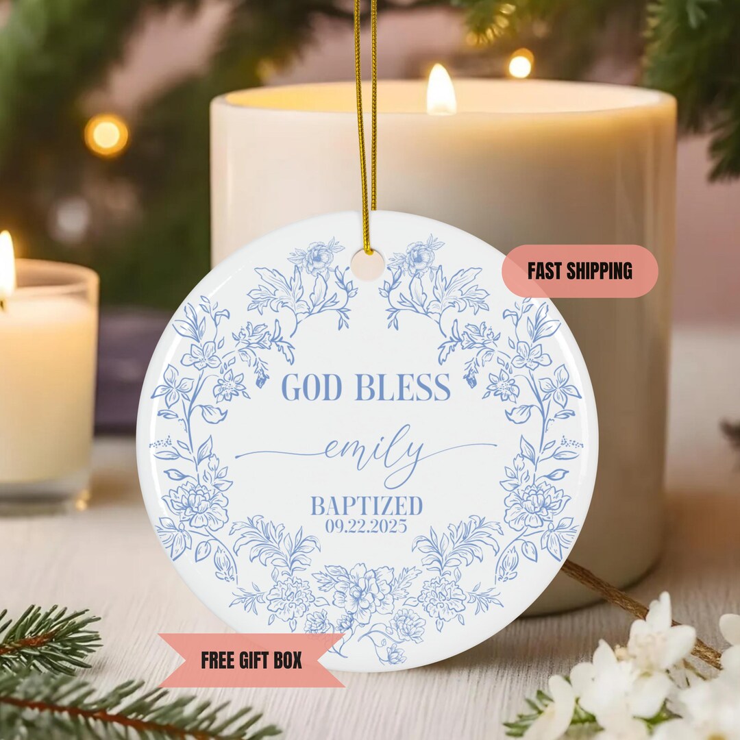Personalized Baptism Ornament, Custom Christening Gift, God Bless ...