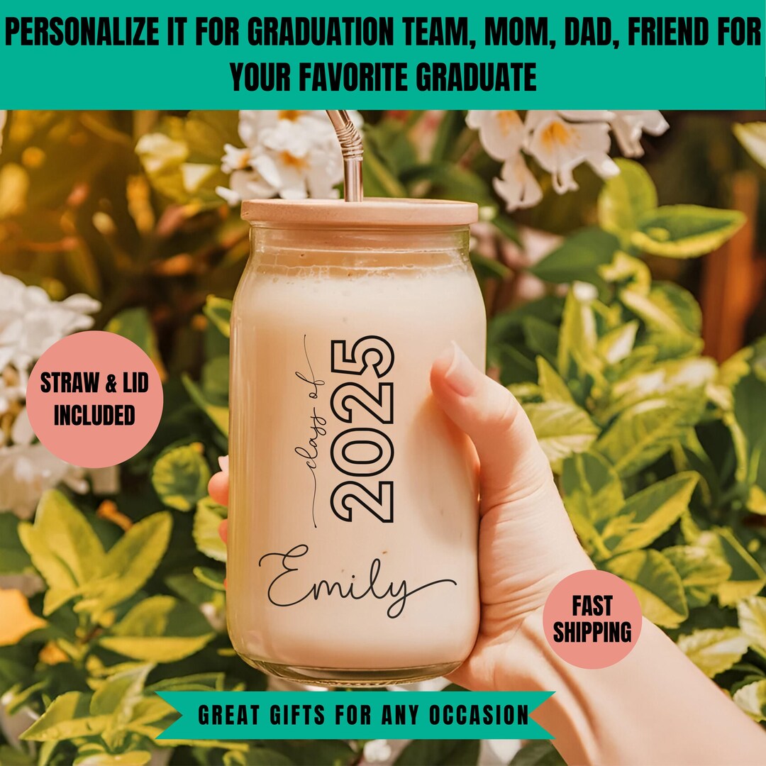 Personalized Graduation Tumbler, Custom Graduate Glass Can, Graduation ...