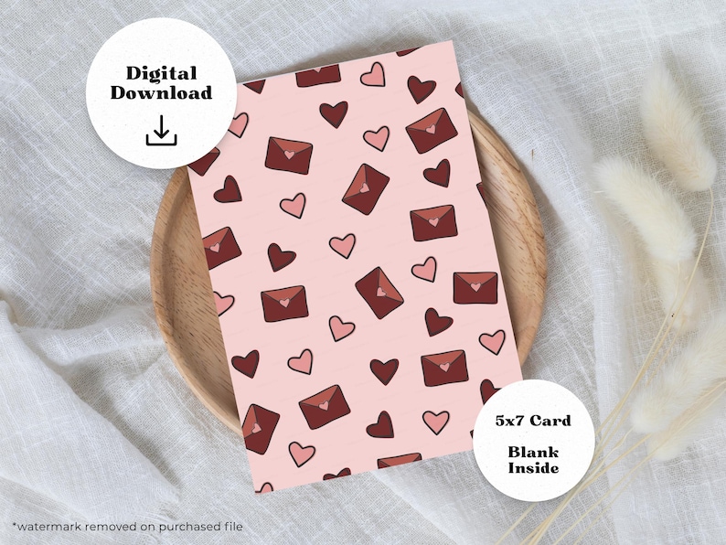 Love Letter Pink Valentine Card Digital Download Printable - Etsy