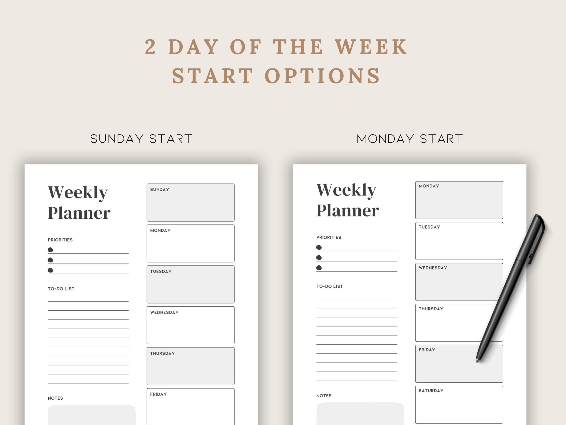 Undated Weekly Planner Printable Weekly Organizer Weekly to Do List ...