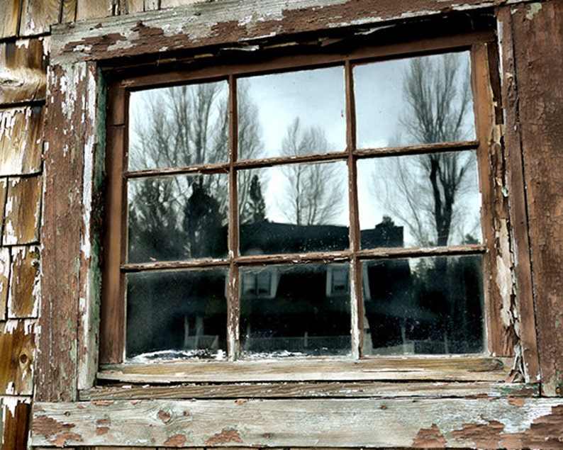 Woodland Art for Him Rustic Cabin Window Man Cave Decor Distressed ...