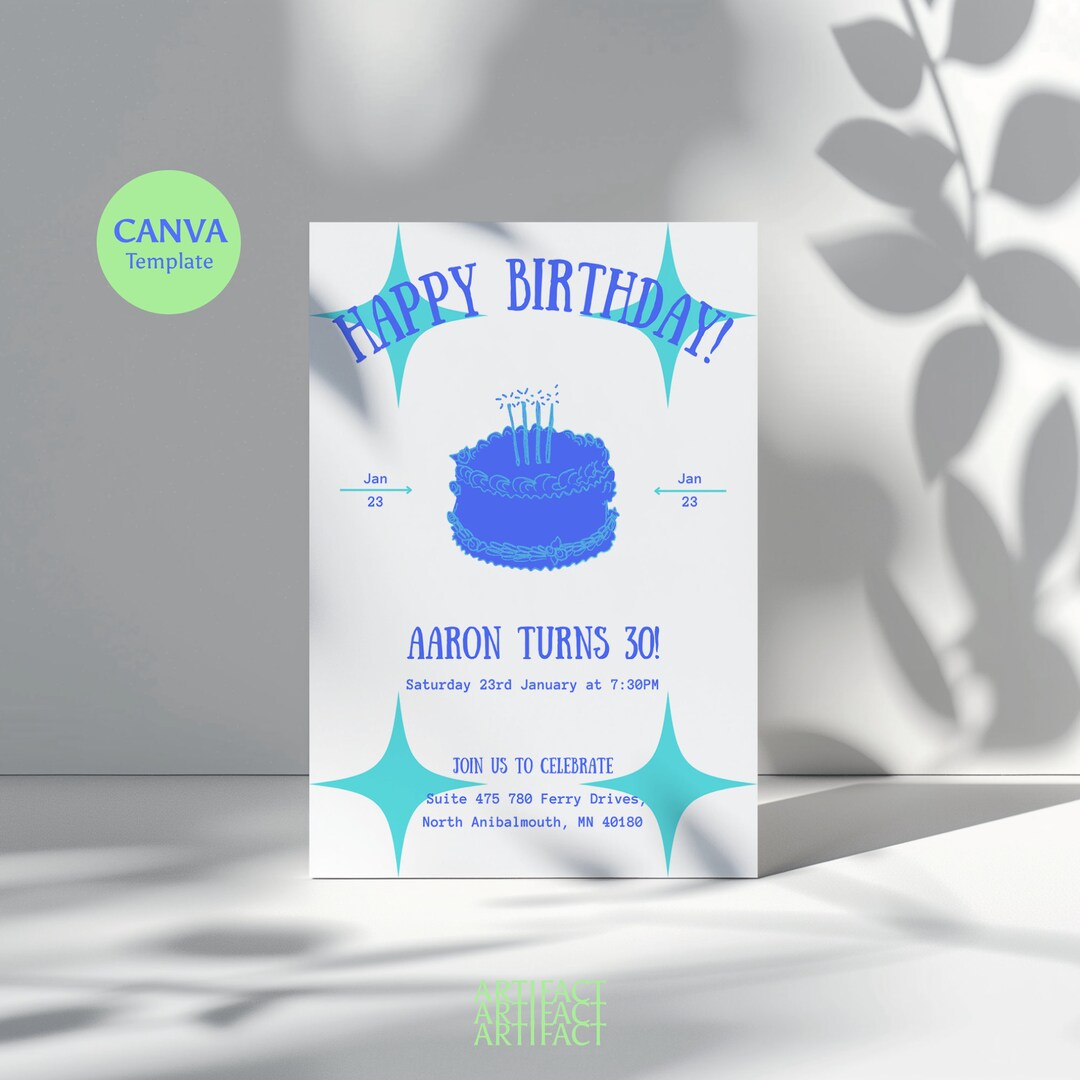 Digital Birthday Invite, Editable Canva Template, Printable Birthday ...