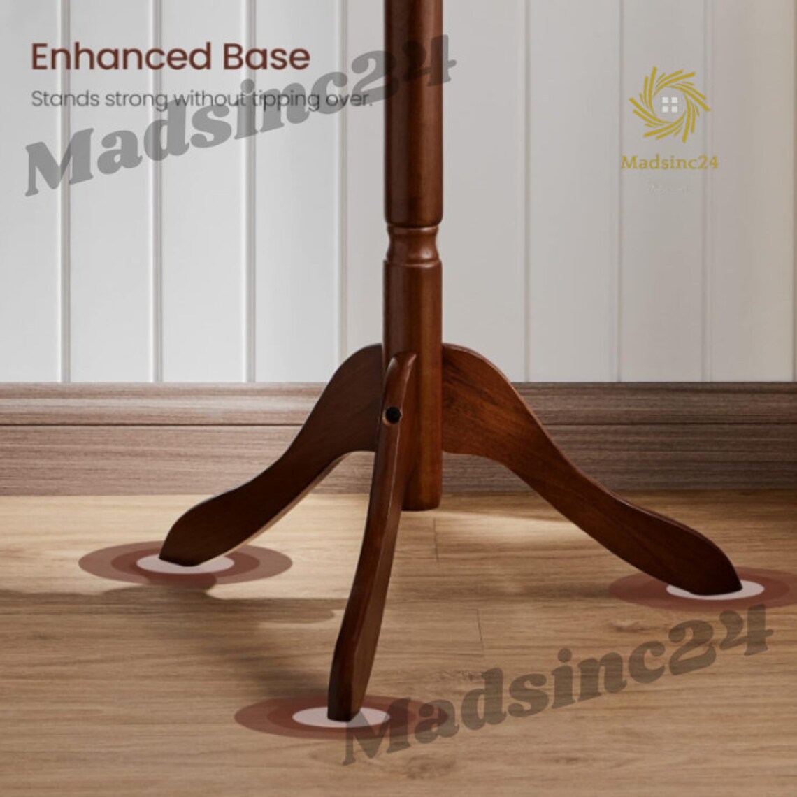 Wooden Standing Coat Rack With 10 Hooks Hat Rack Wood Coat Hanger ...