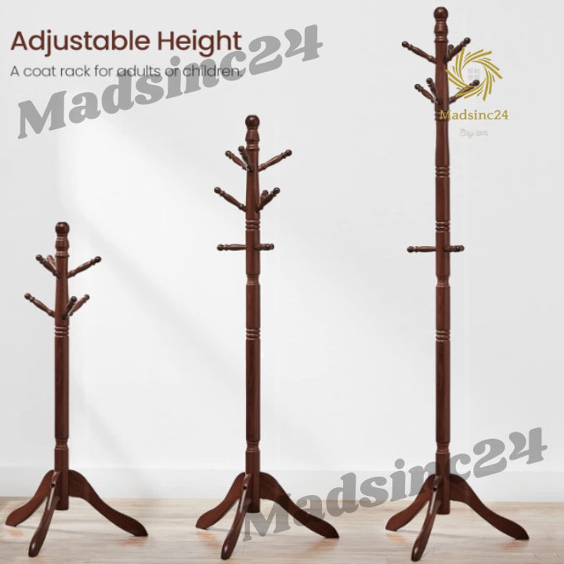 Wooden Standing Coat Rack With 10 Hooks Hat Rack Wood Coat Hanger ...