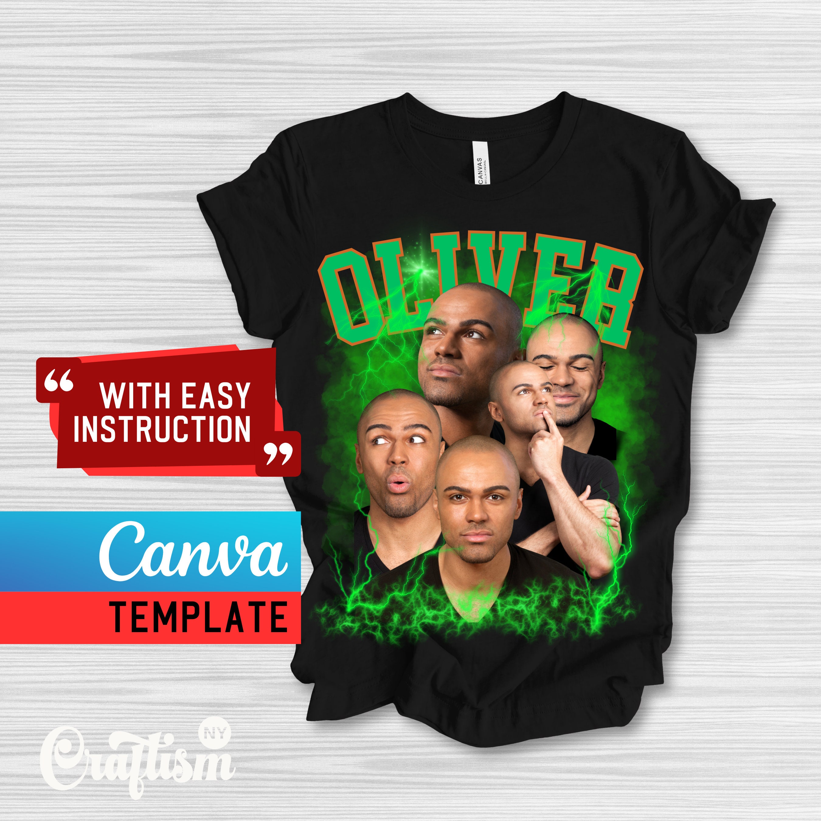 Canva Template Editable Bootleg Shirt 90s Bootleg Green Design for ...