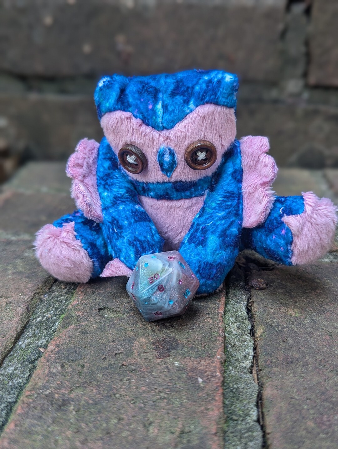 Matching D20 Blue Cats and Pink Ruff Mini Bear Owl Plush With Button ...