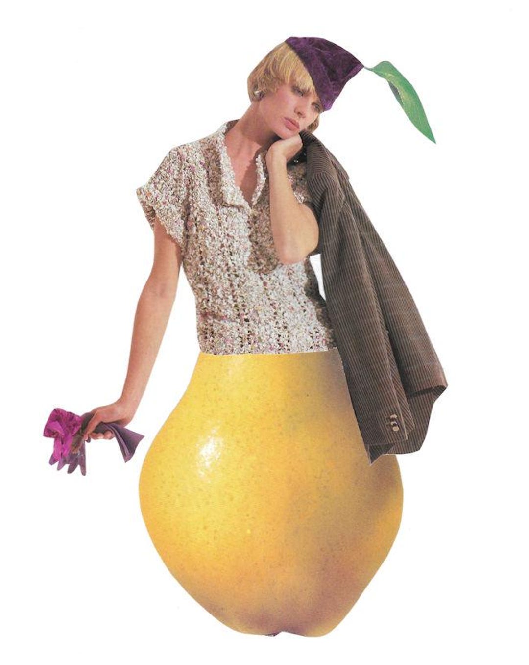 Original Collage Art for Kitchen, Surreal Pear Artwork - Etsy
