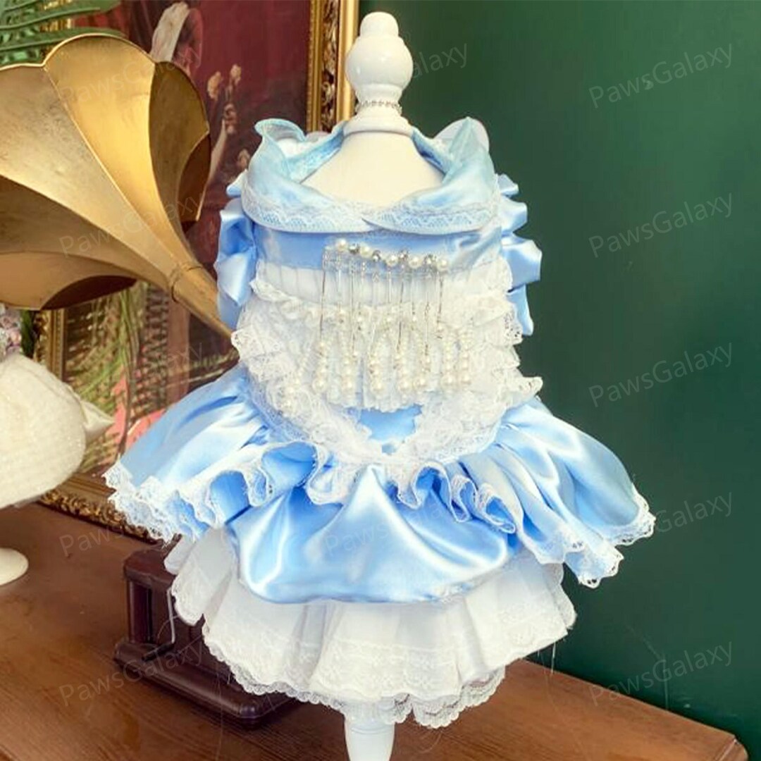 Customizable Wedding Dog Dress, Sky Blue Lace Dress for Large Dogs and ...