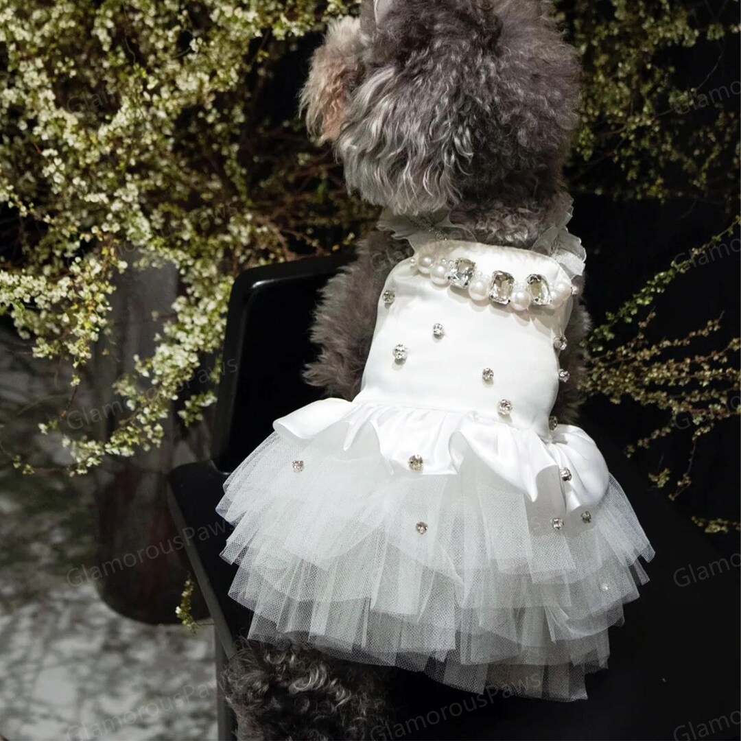 Customizable Dog Wedding Dress, Bridesmaid Gown White Tulle Dress for ...