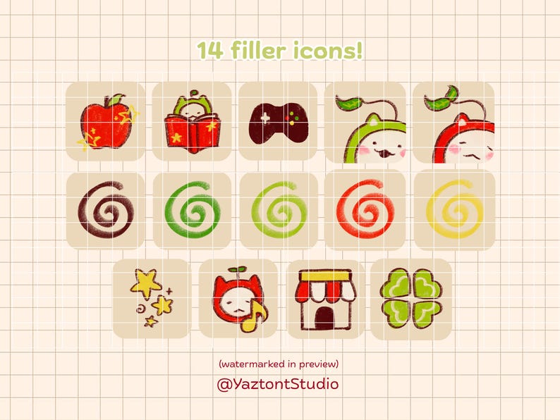 Hand Drawn App Icon Pack: Applecore Ios/android Theme (digital Download ...