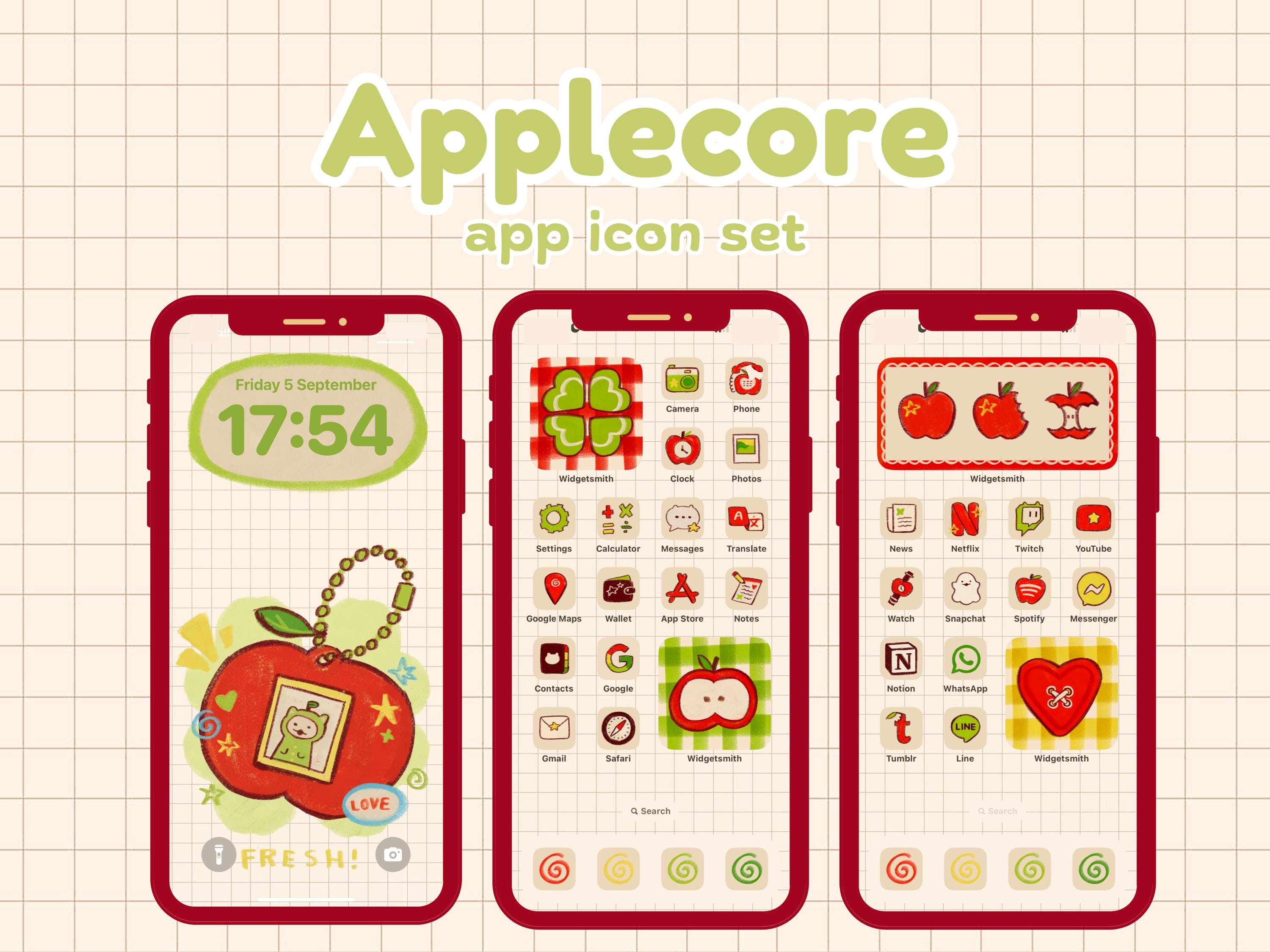 Hand Drawn App Icon Pack: Applecore Ios/android Theme (digital Download ...
