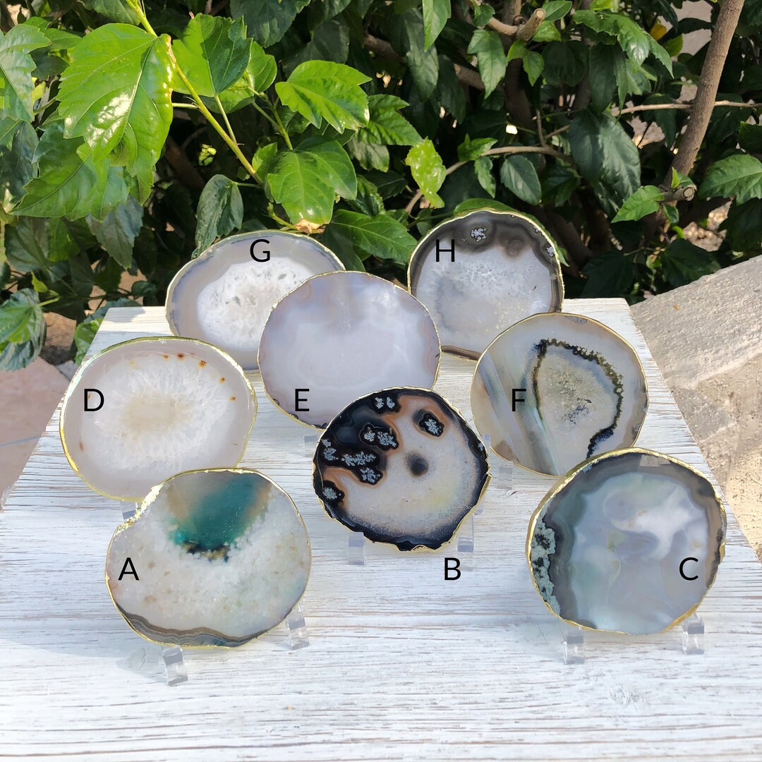 Natural Geode Agate Slab, Coasters W/stand, Your Choice, Tealight ...