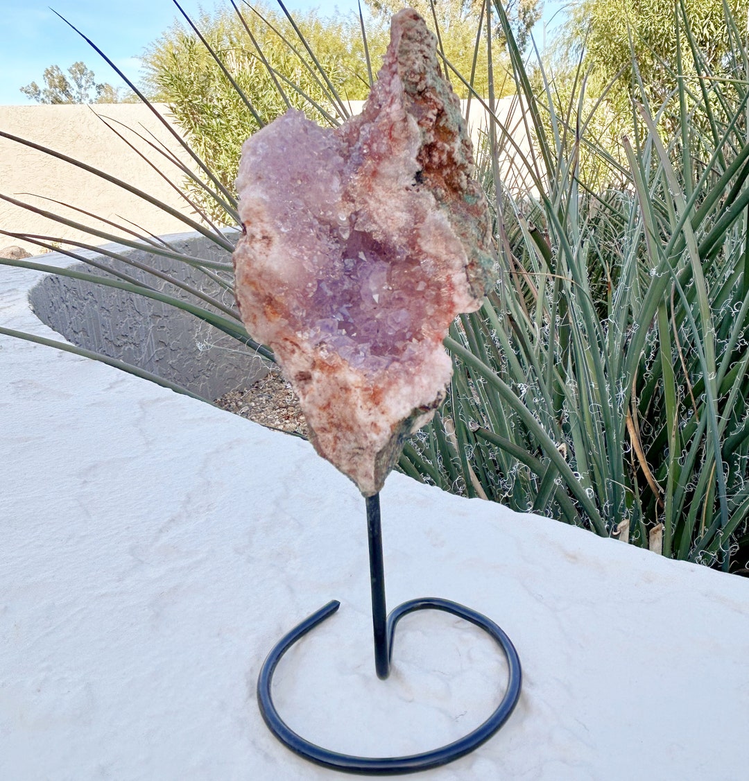 Freeform Pink Amethyst Specimen on Stand, Freeform on Stand, Collectors ...