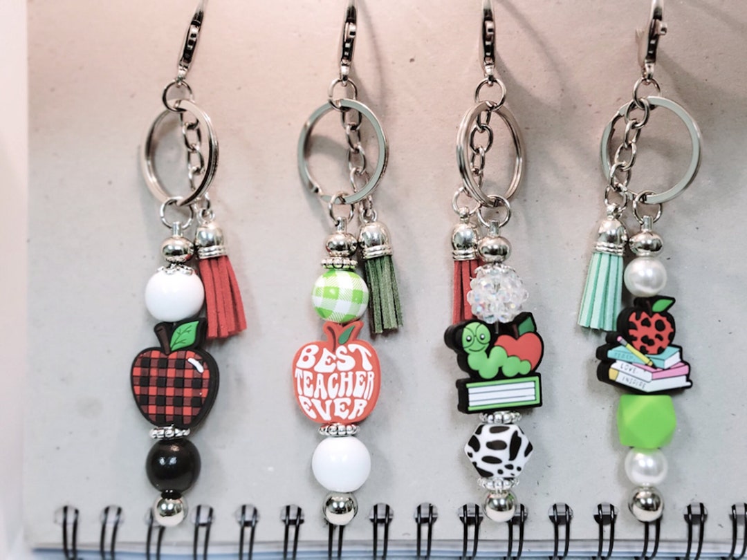 Teacher Beaded Key Chain, Handmade Gift, Special Year End Teacher Gift ...
