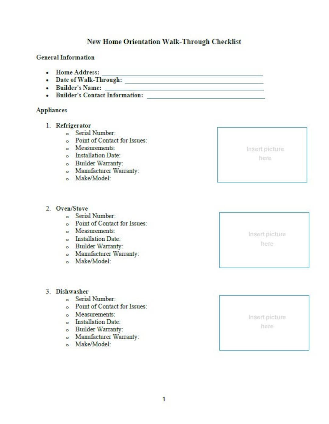 New Home Orientation Walk-through Checklist - Etsy