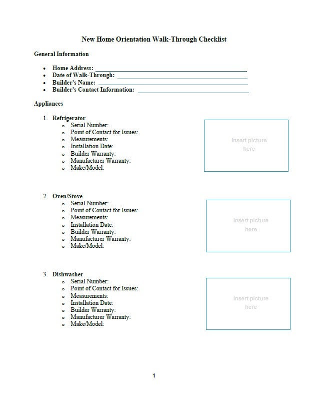 New Home Orientation Walk-through Checklist - Etsy