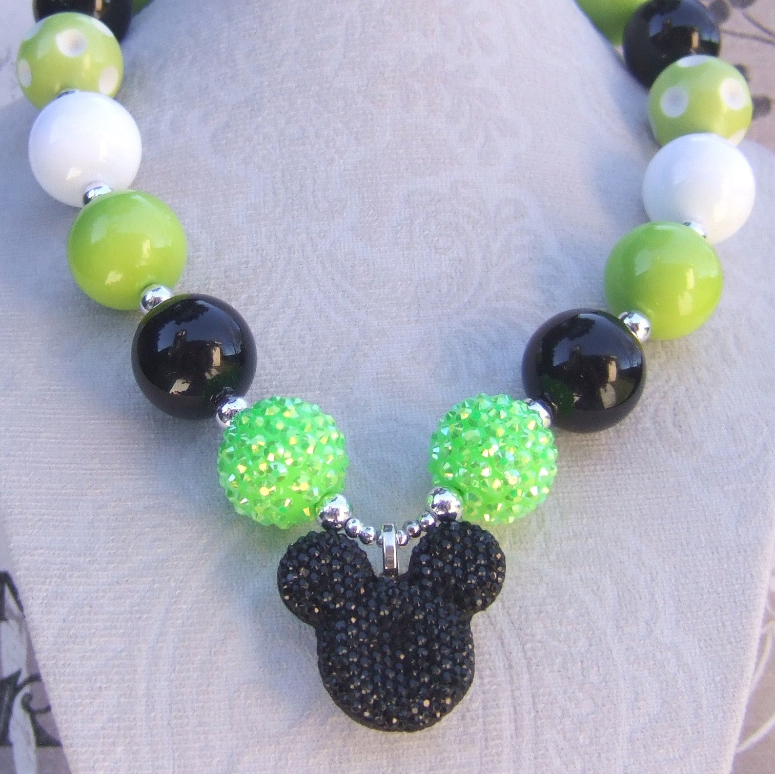 Lime Green Minnie Mouse Childrens Necklace Bubblegum - Etsy
