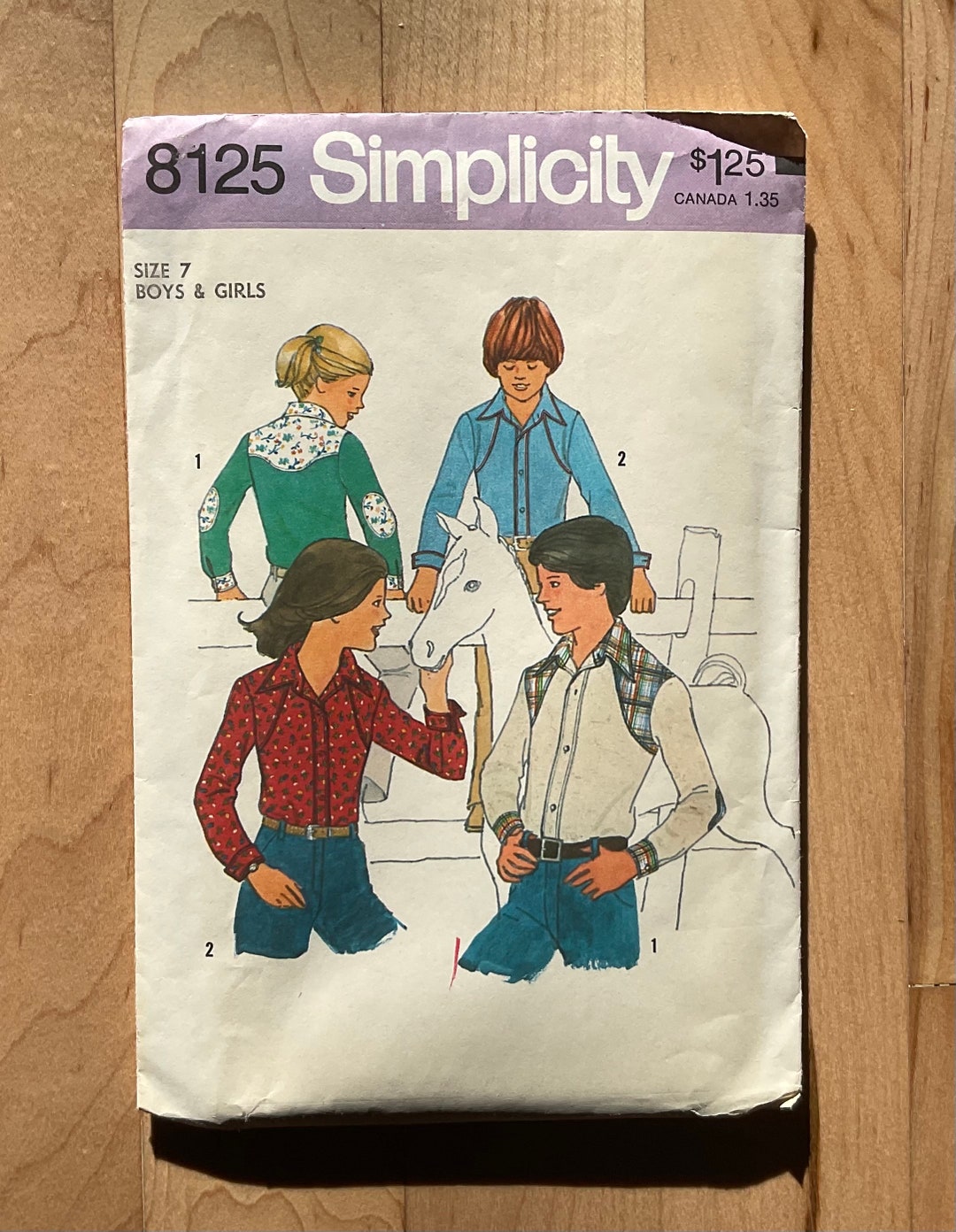Vintage 1977 Simplicity Sewing Pattern 8125 Boys and Girls Cowboy and ...