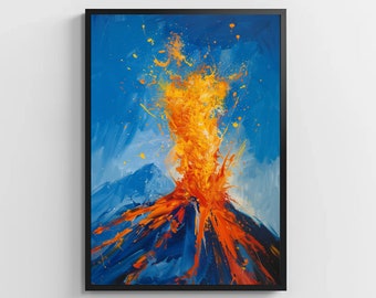Erupting Volcano Printable Art Digital Download - Etsy