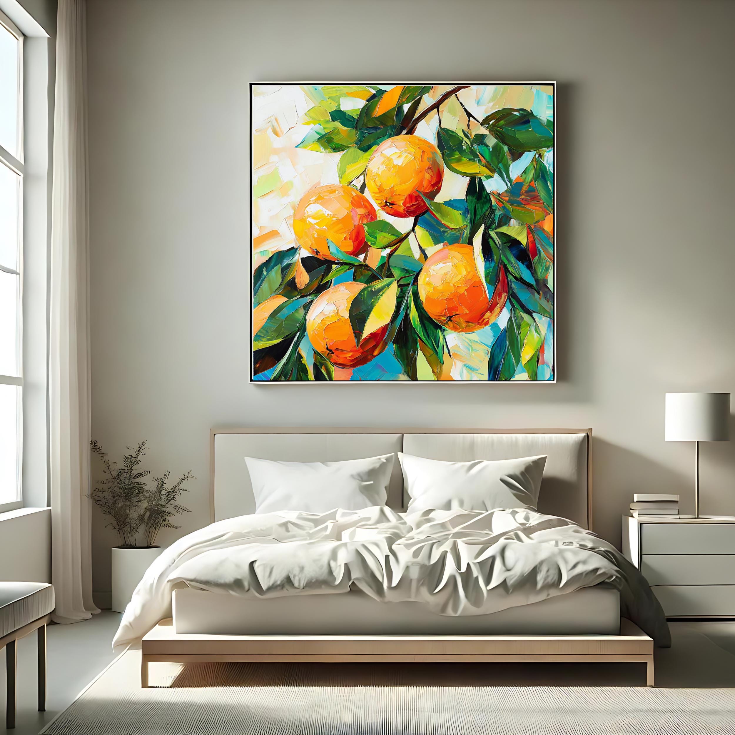 Orange Tree Wall Art, Modern Fruit Digital Print, Square Printable ...