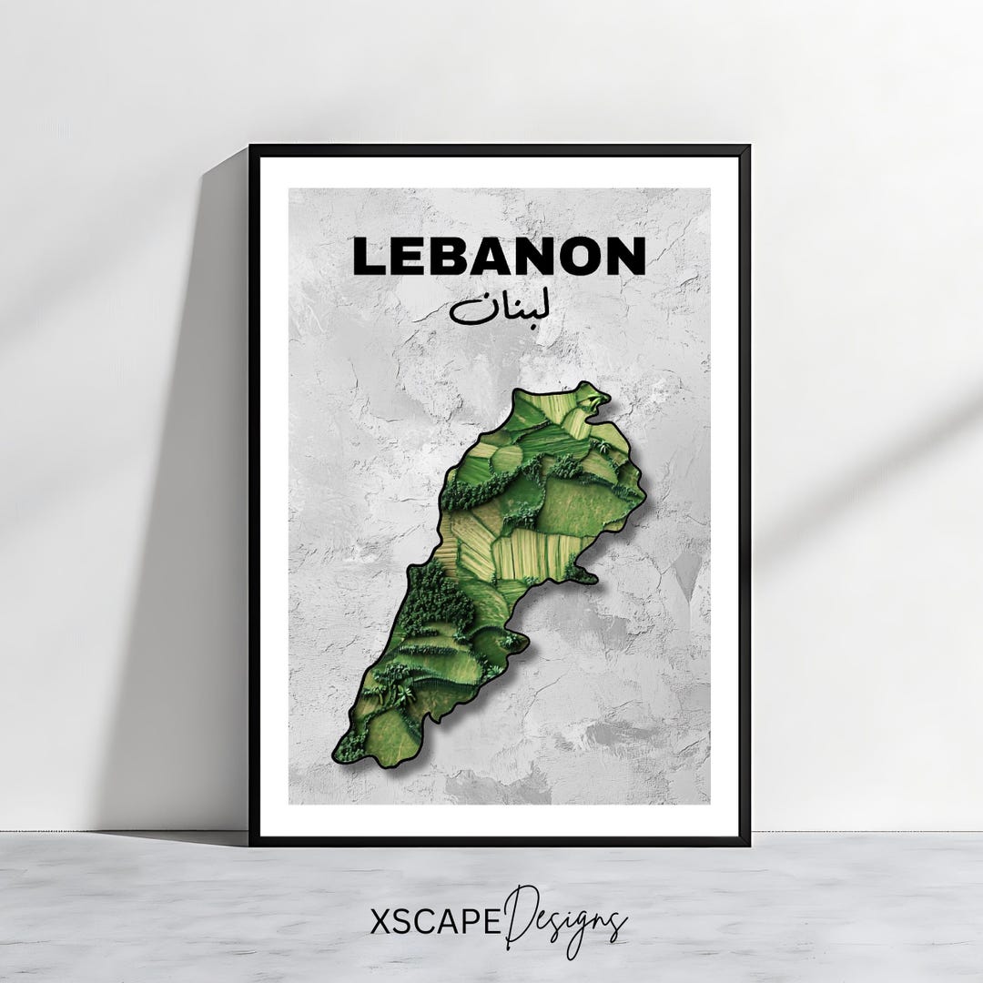 Lebanon Green Map Wall Art Print, Lebanese Nature Poster, Printable ...