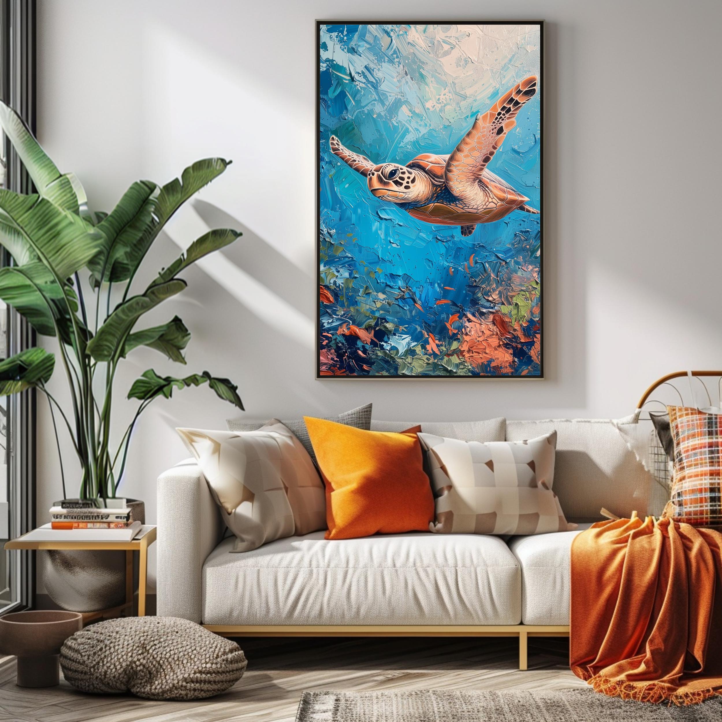 Sea Turtle Art Print, Ocean Wildlife Poster, Printable Wall Art ...