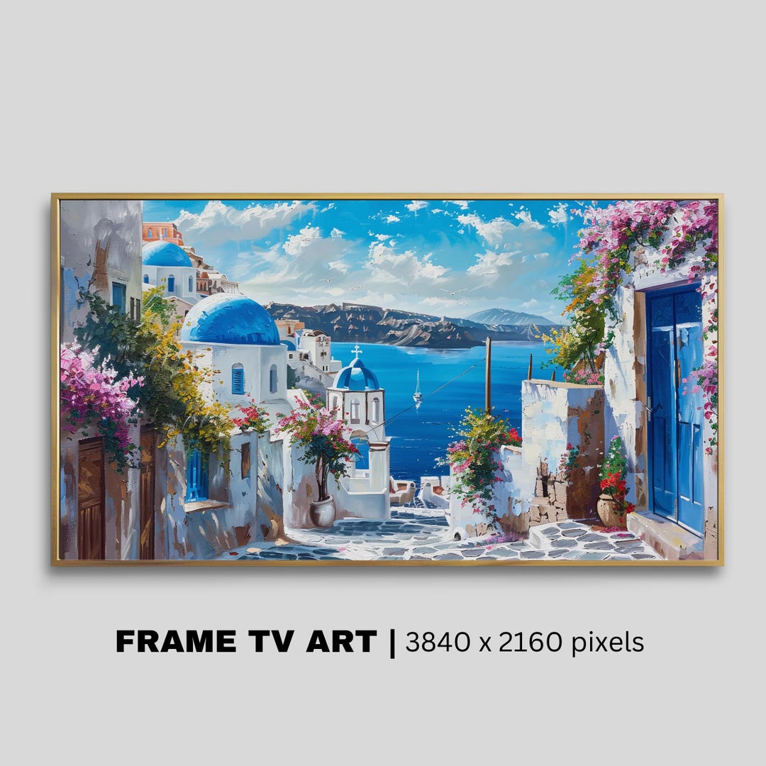 Santorini Greece Digital Art | Frame TV Art | Mediterranean Samsung ...
