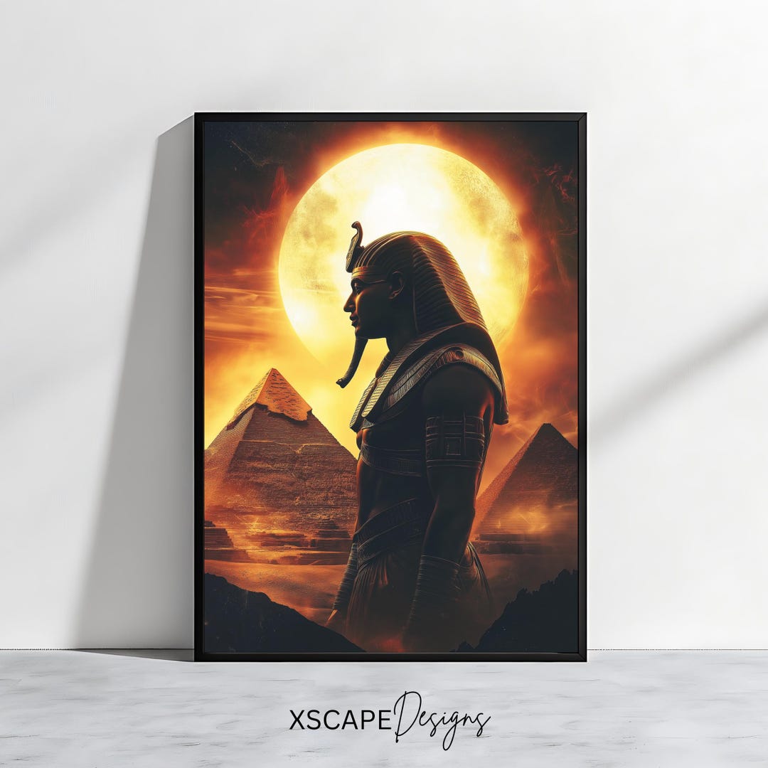 Ancient Pharaoh Artwork | Egyptian Pyramid Wall Art Printable | Sunset ...