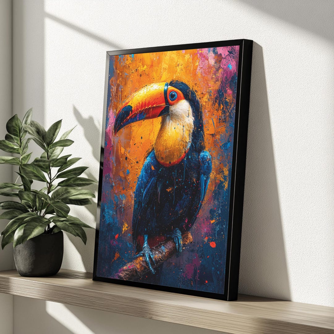 Toucan Wall Art - Colorful Bird Print, Tropical Wall Decor, Abstract ...