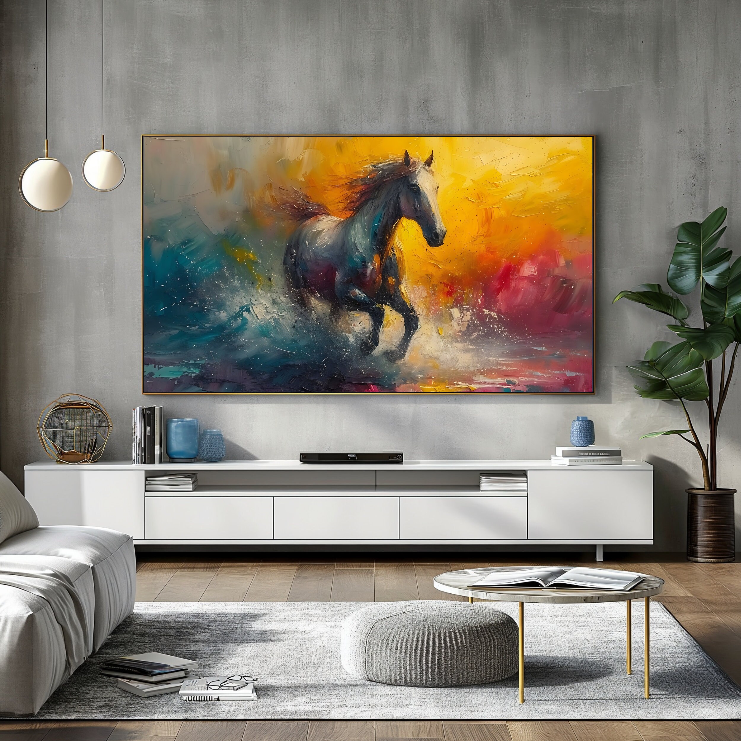Frame TV Art Horse, Equine Art for Frame TV, Abstract Tv Art, Samsung ...