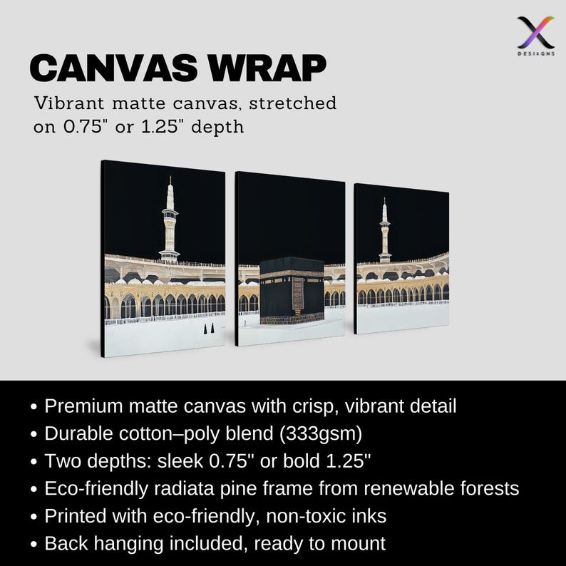 Kaaba Mecca Islamic Triptych Art: Masjid Al Haram Wall Decor (digital ...