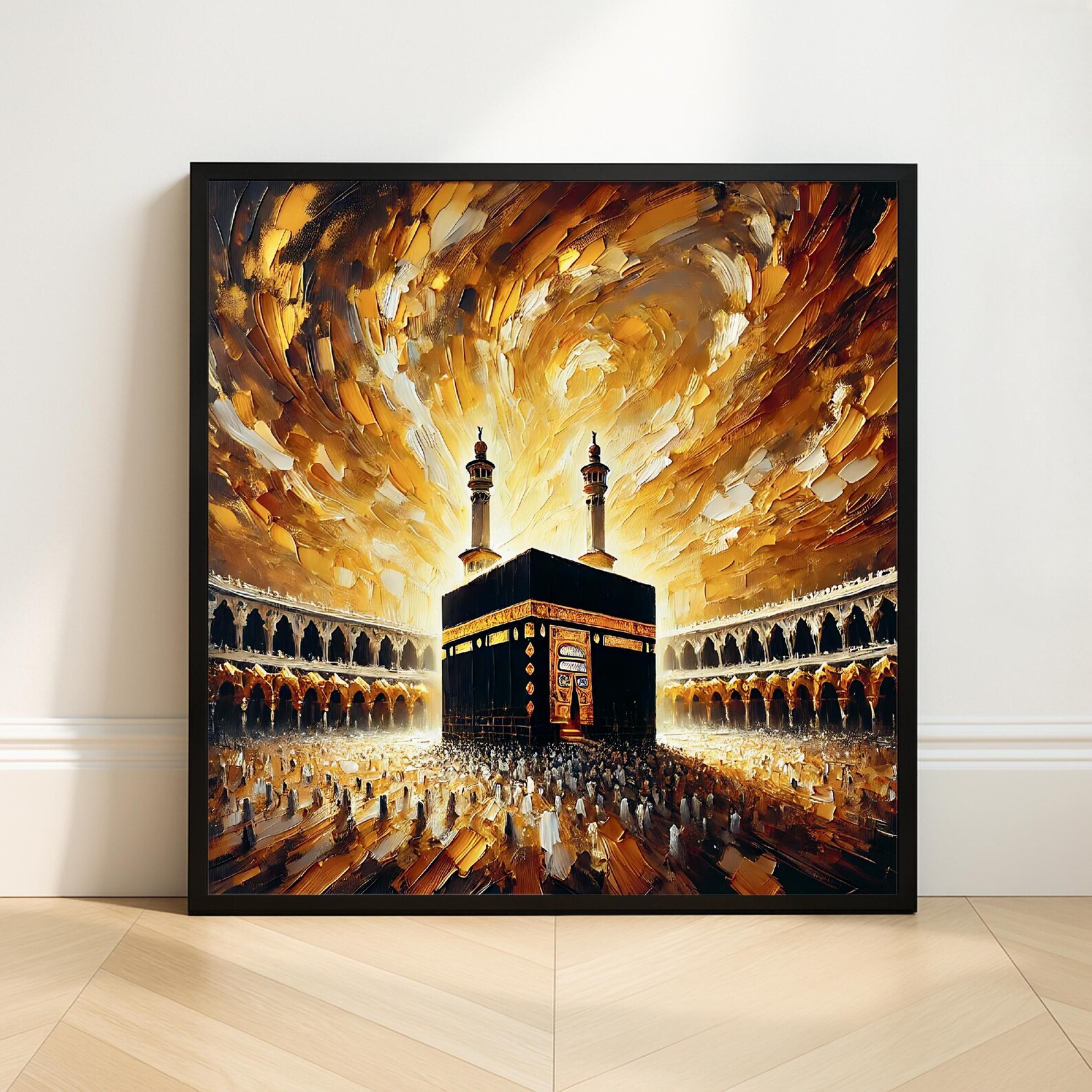 Kaaba Gold Impasto Wall Art: Islamic Masjid Al Haram Decor (digital ...