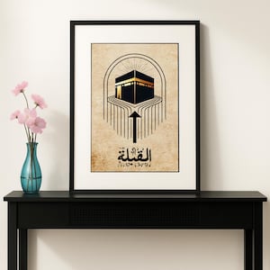 Qibla Direction Wall Art Print | Kaaba Digital Artwork | Islamic Home ...