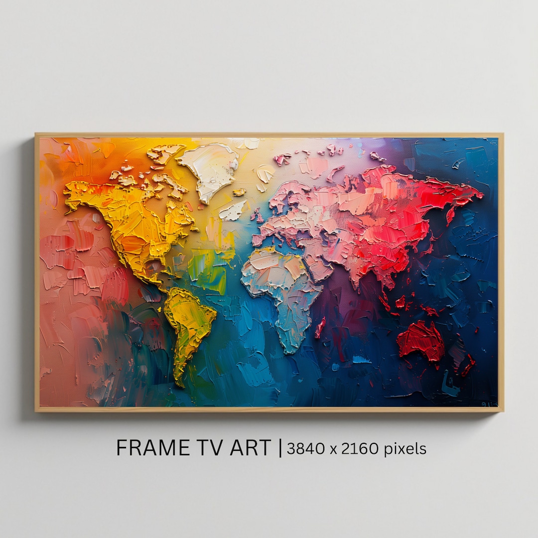 Samsung Frame TV Art, Textured World Map Art, DIGITAL Download ...